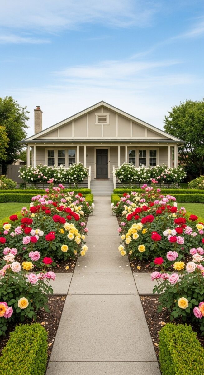 21 Beautiful Flower Beds in Front of House Ideas